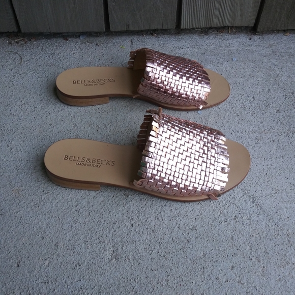 bells & beck | Shoes | Bells Becks Rose Gold Woven Sandals Size 37 ...